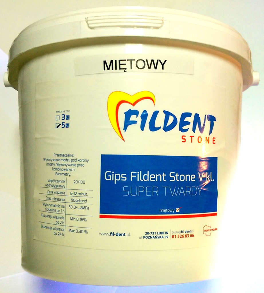 Gips Fildent Stone V kl. Miętowy SUPER TWARDY 5kg | FilDent Stone ...
